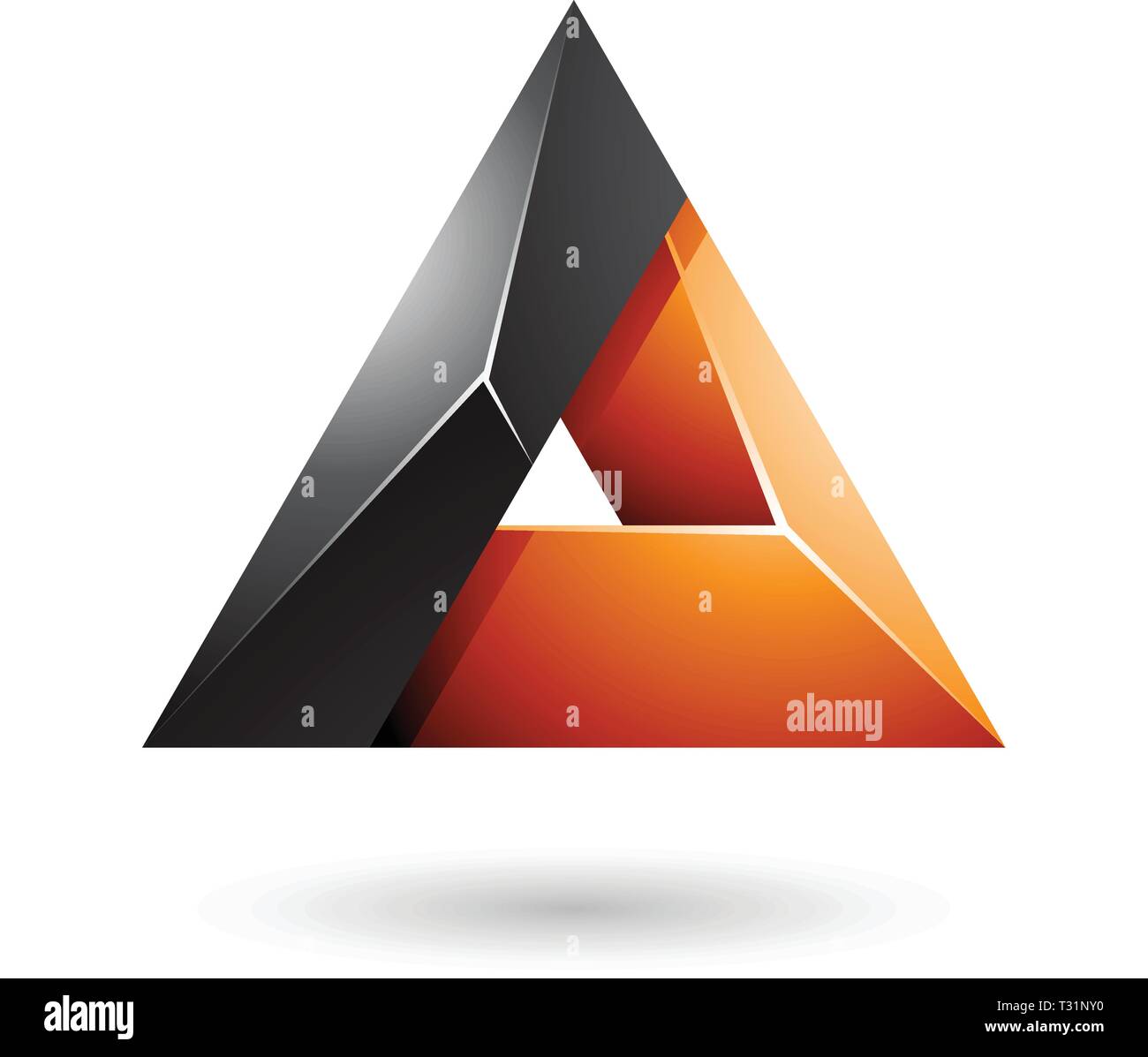 Vector Illustration of Black and Orange 3d Glossy Triangle with a Hole ...