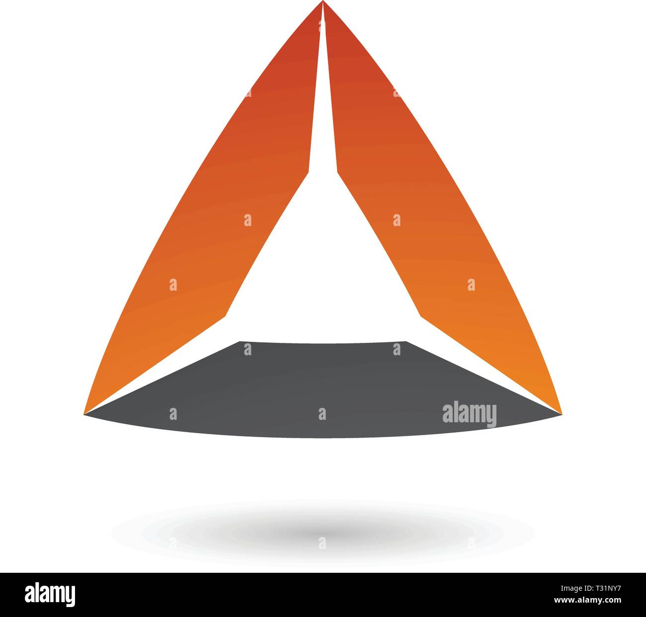 Vector Illustration of Black and Orange Triangle with Bowed Edges ...