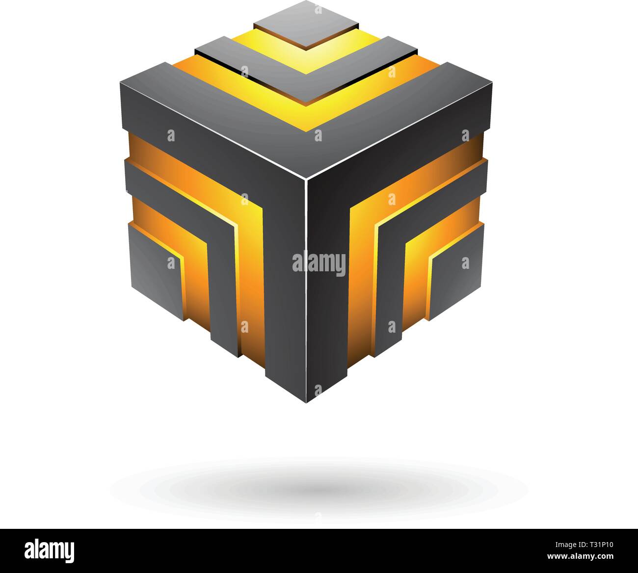Vector Illustration of Black Bold Striped Cube isolated on a white ...
