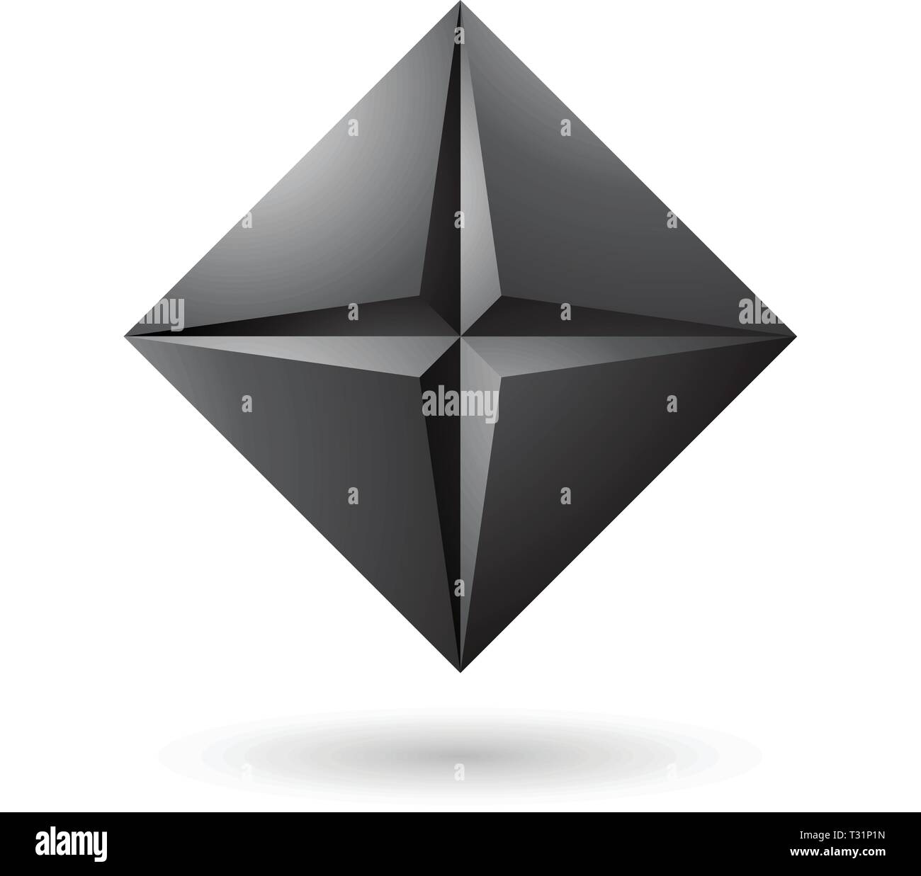 Vector Illustration of Black Diamond Icon with a Star Shape isolated on ...