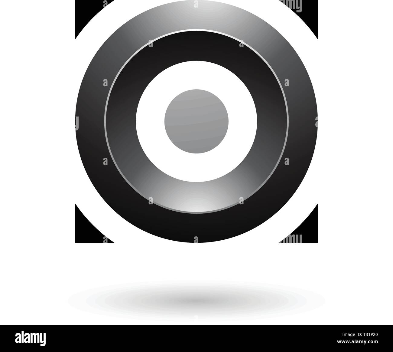 Vector Illustration of Black Glossy Circle in a Square isolated on a ...