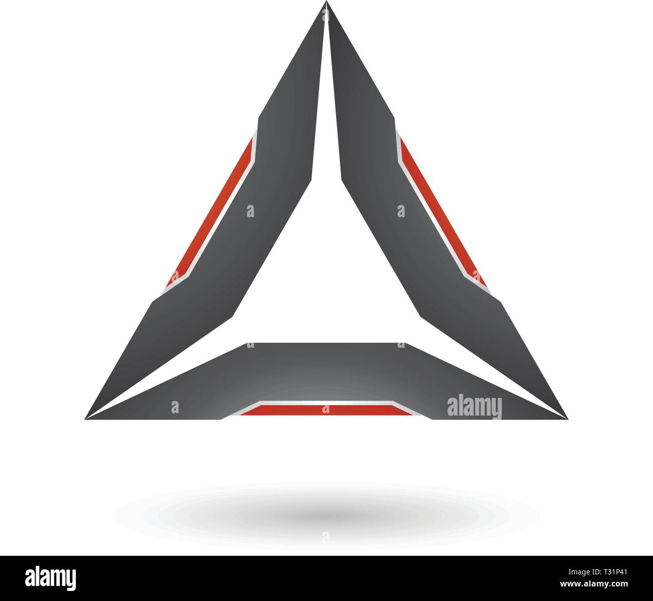 Vector Illustration of Black Triangle with Red Edges isolated on a ...