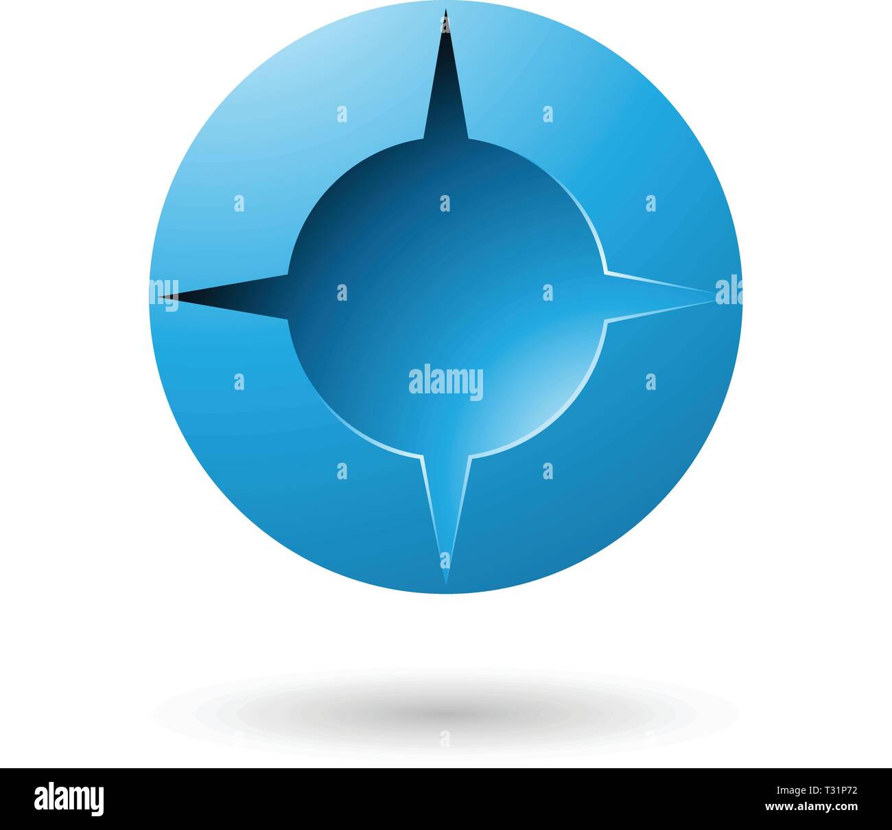 Vector Illustration of Blue and Bold Shaded Round Icon isolated on a ...