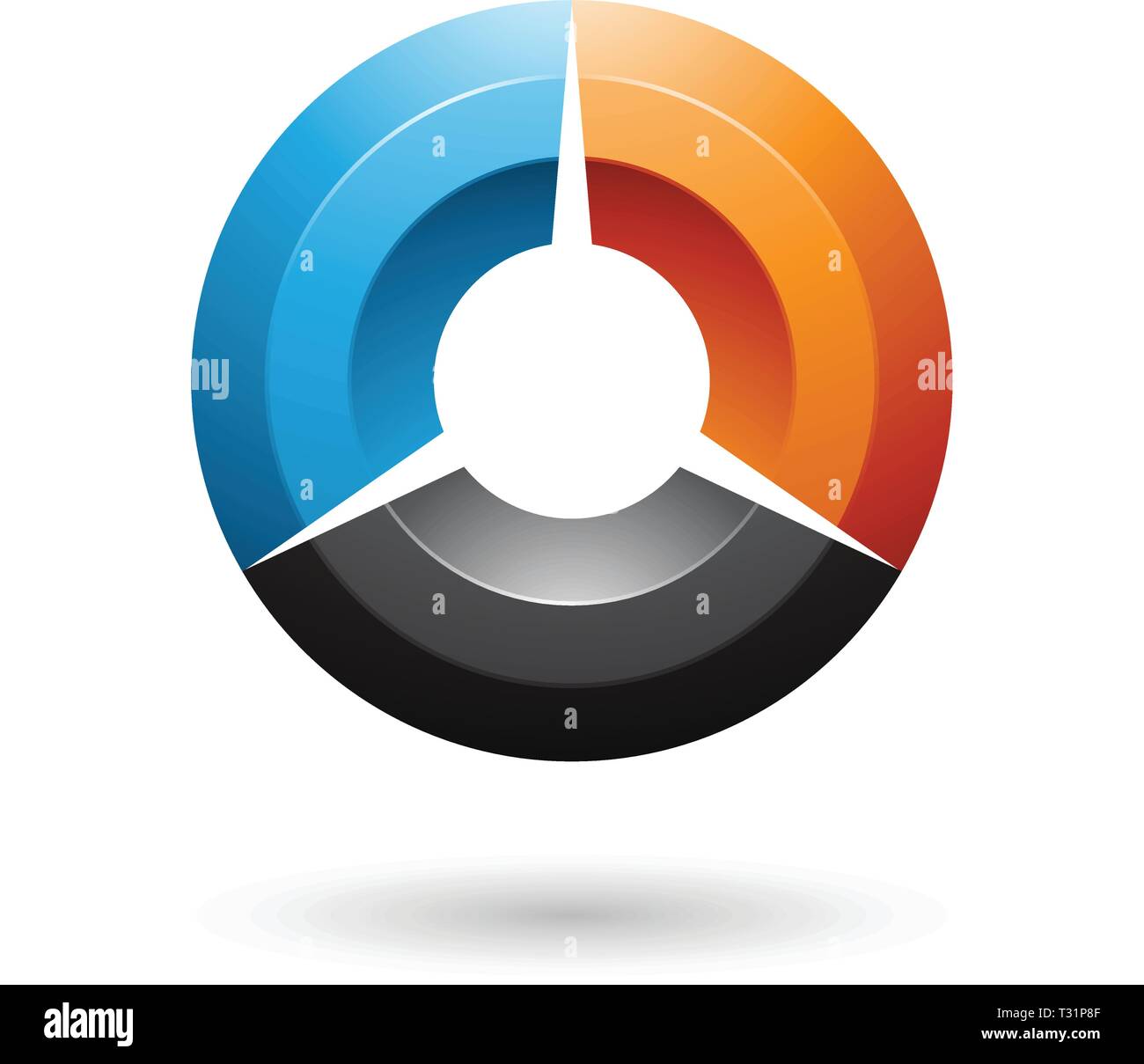 Vector Illustration of Blue and Orange Glossy Shaded Circle isolated on ...