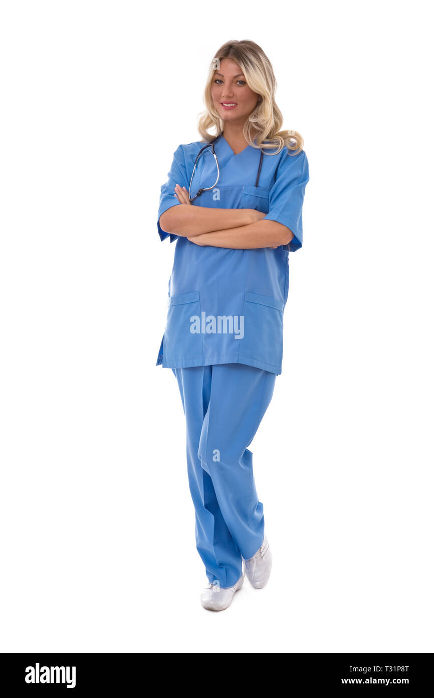 beautiful doctor on white background with a smile Stock Photo - Alamy