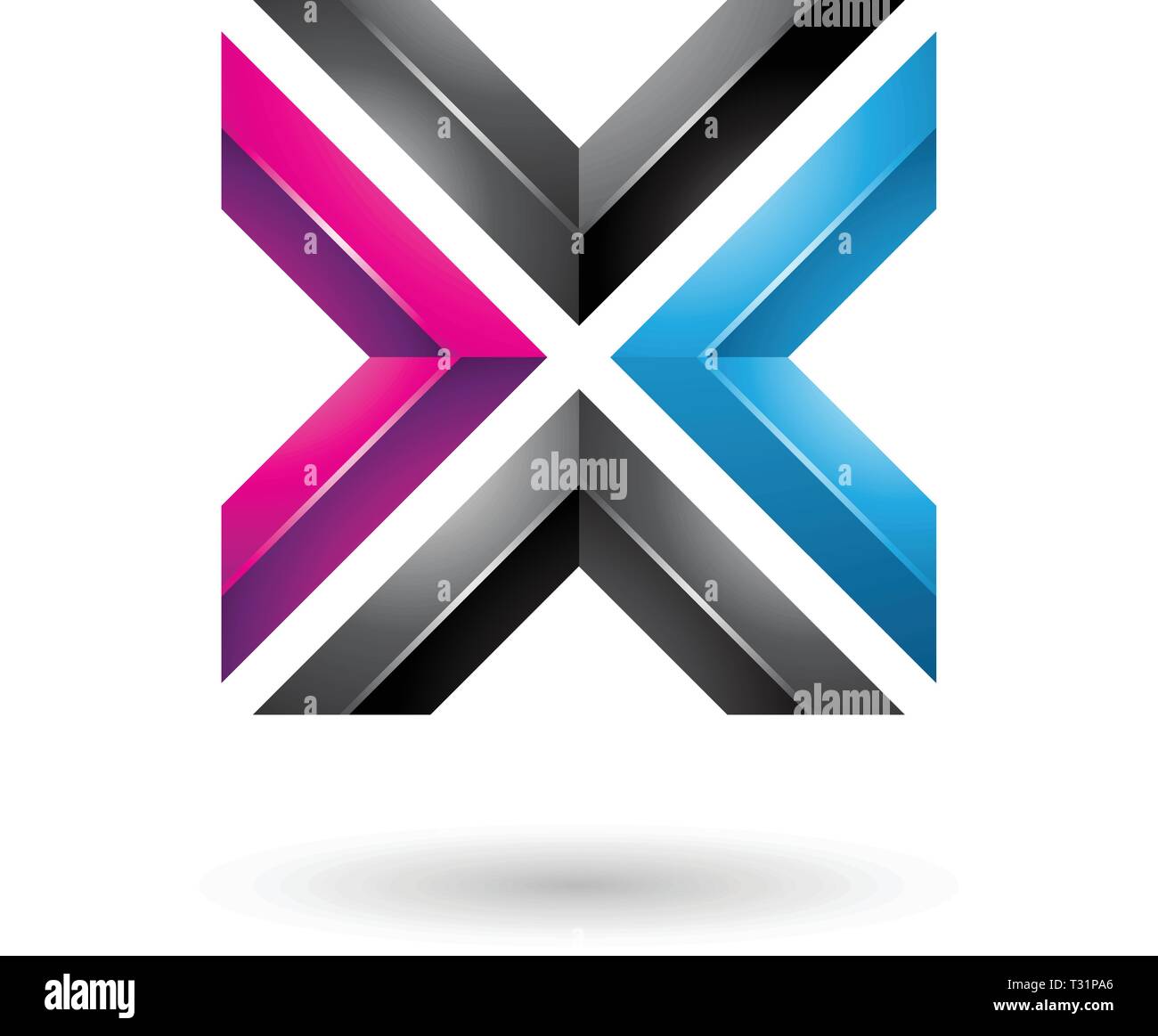 Vector Illustration of Blue Black and Magenta Square Shaped Letter X ...