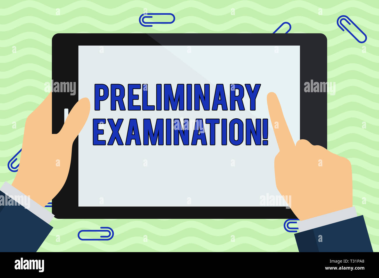 Writing note showing Preliminary Examination. Business concept for ...