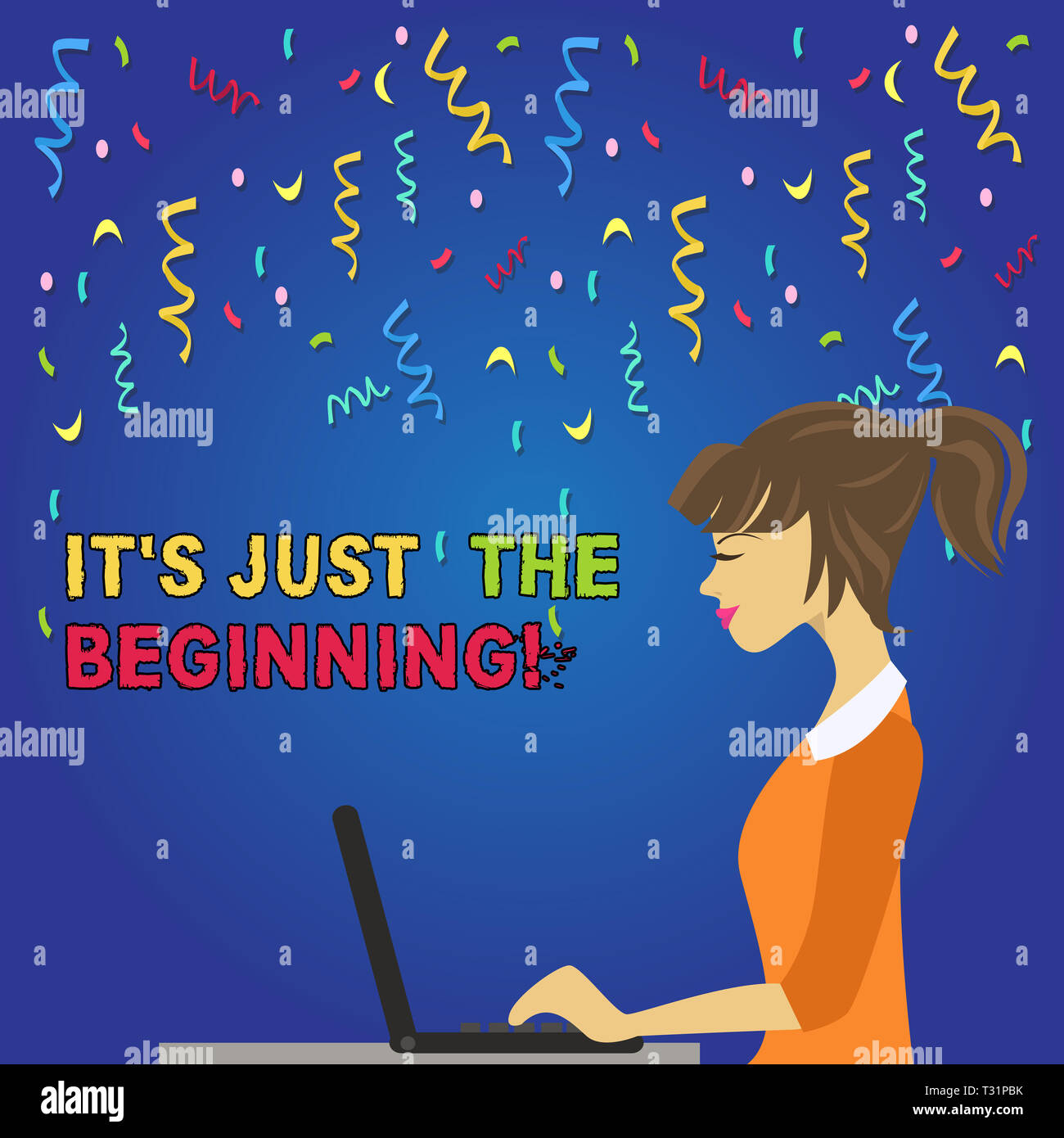 Writing note showing It S Just The Beginning. Business concept for ...