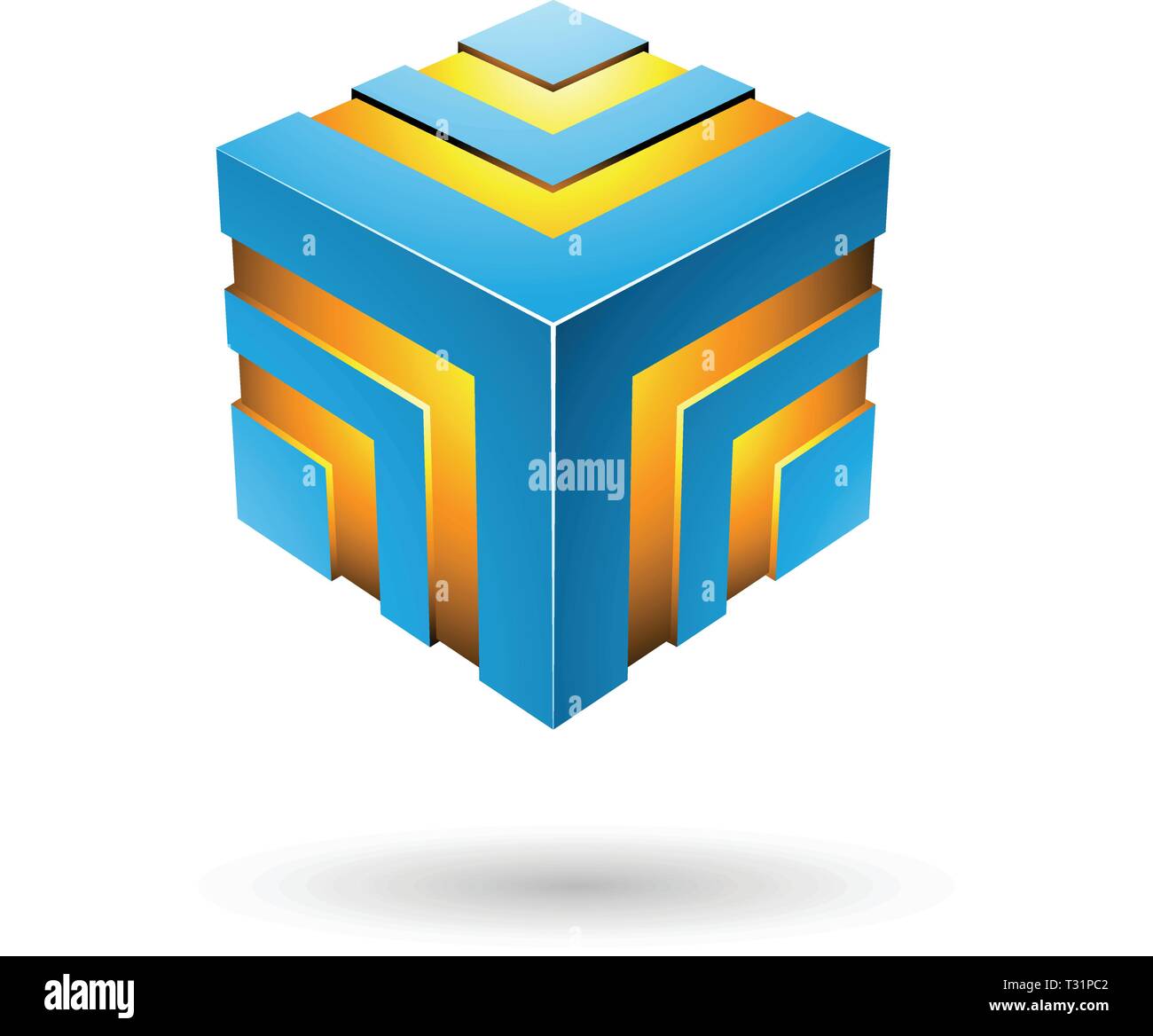 Vector Illustration of Blue Bold Striped Cube isolated on a white ...