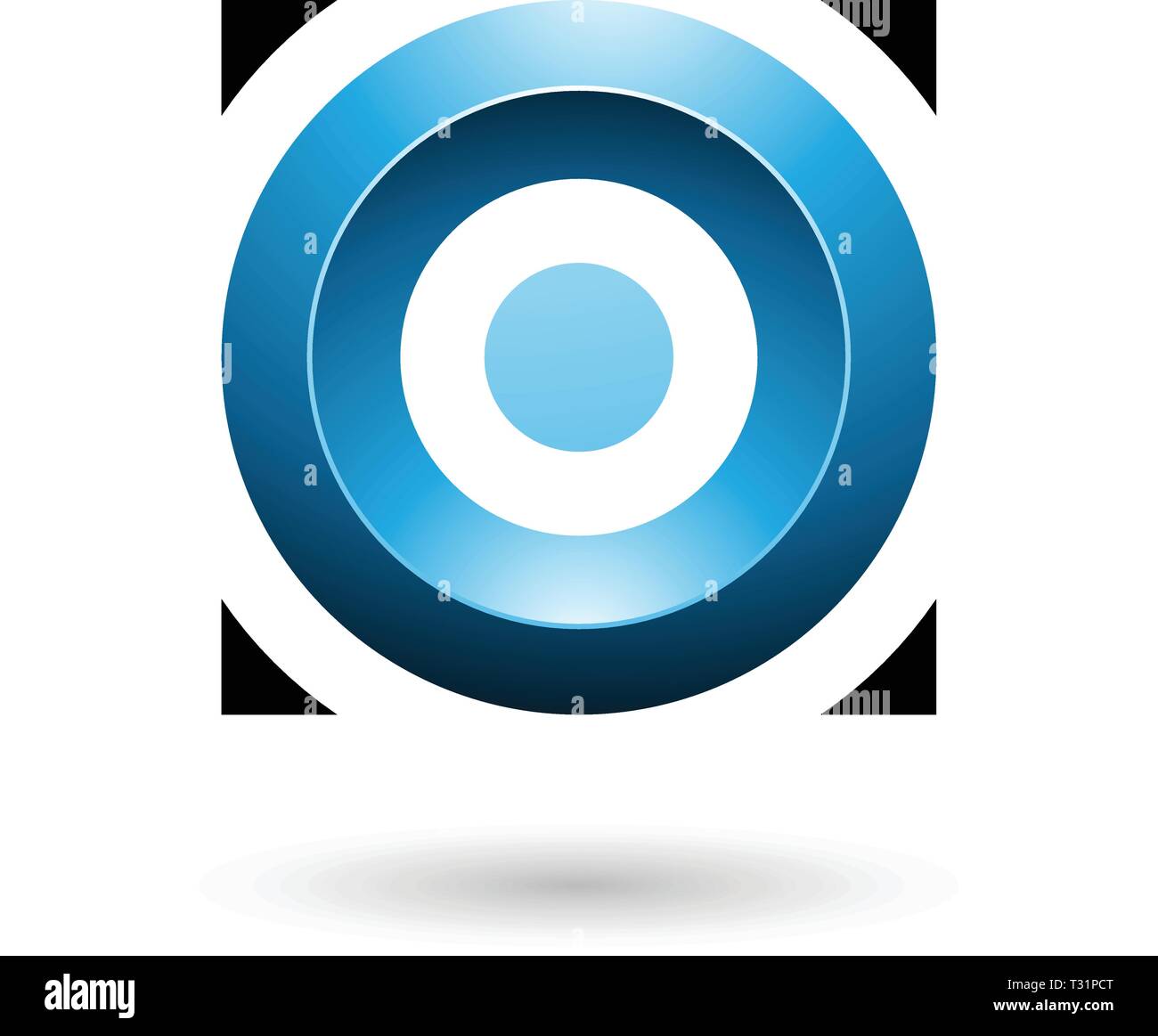 Vector Illustration of Blue Glossy Circle in a Square isolated on a ...