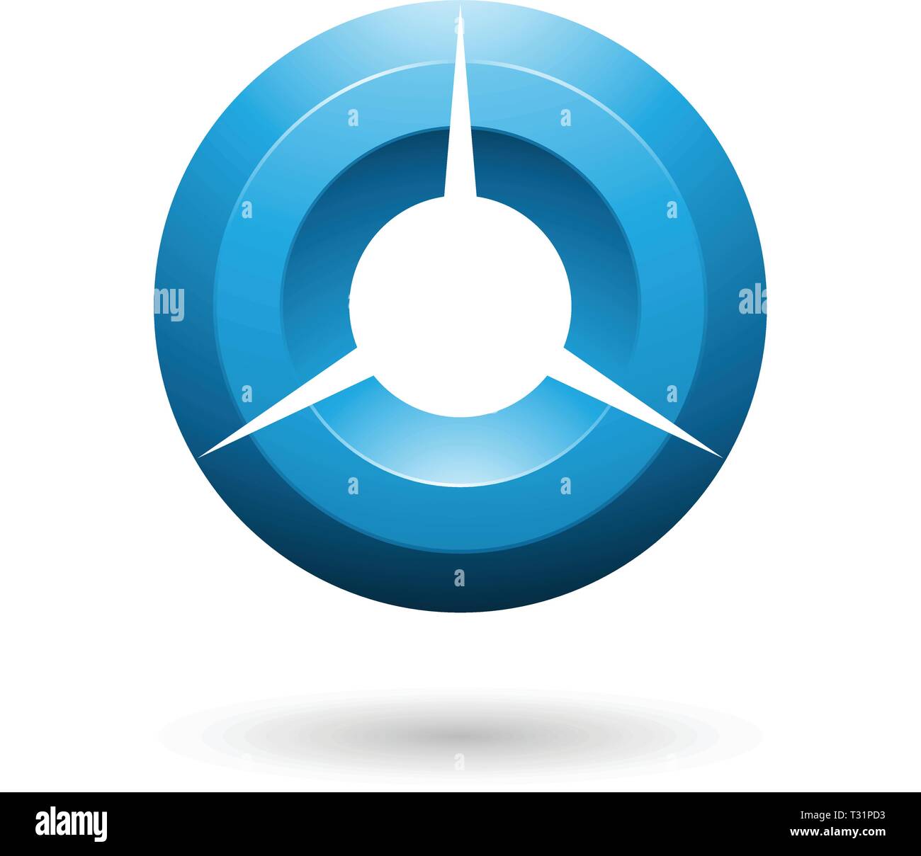 Vector Illustration of Blue Glossy Shaded Circle isolated on a white ...