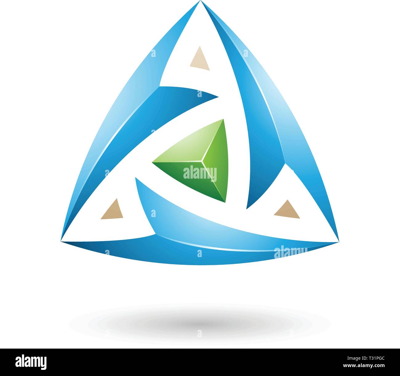 Vector Illustration of Blue Triangle with Arrows isolated on a white ...