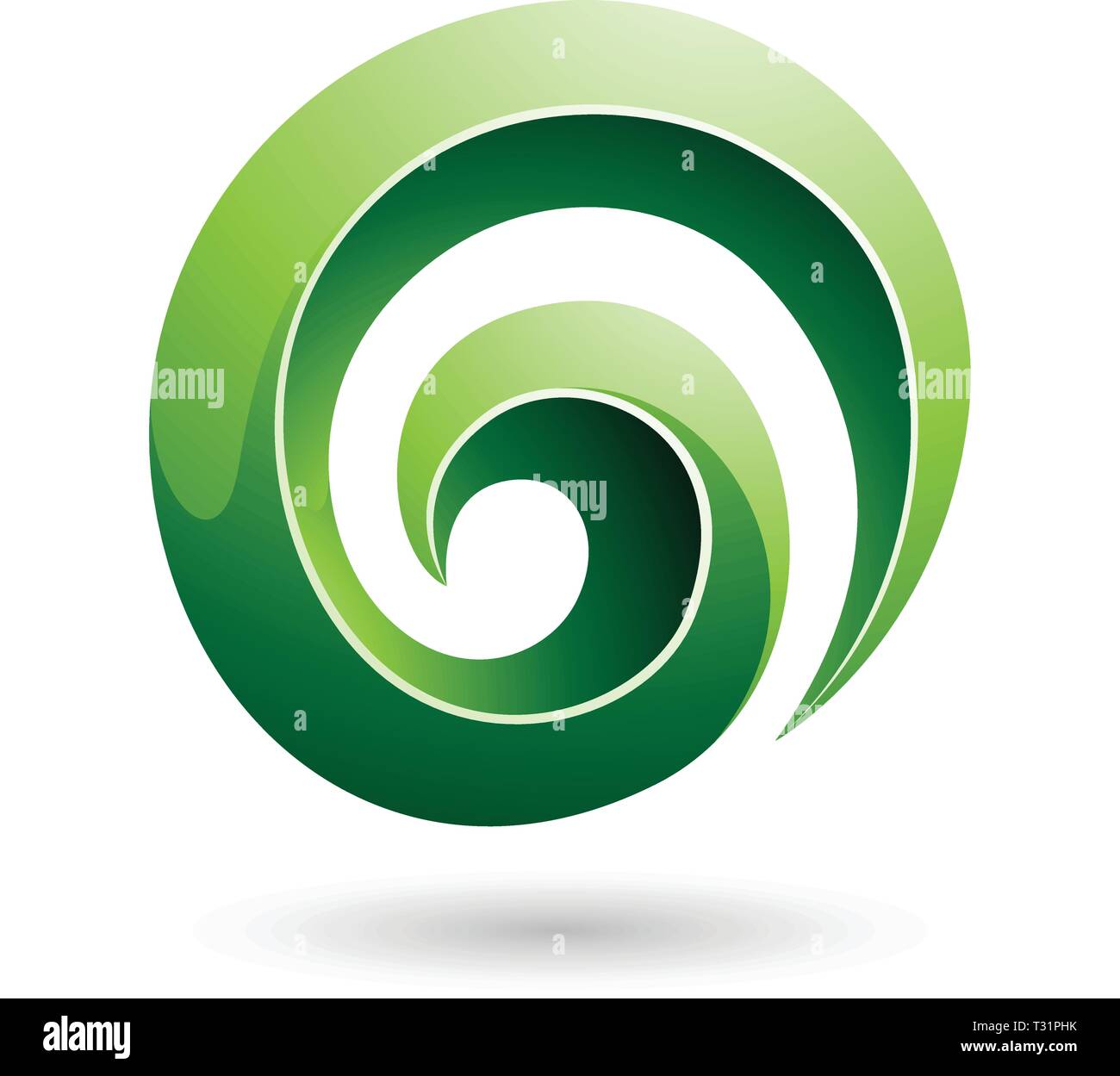 Vector Illustration of Green 3d Glossy Swirl Shape isolated on a white ...