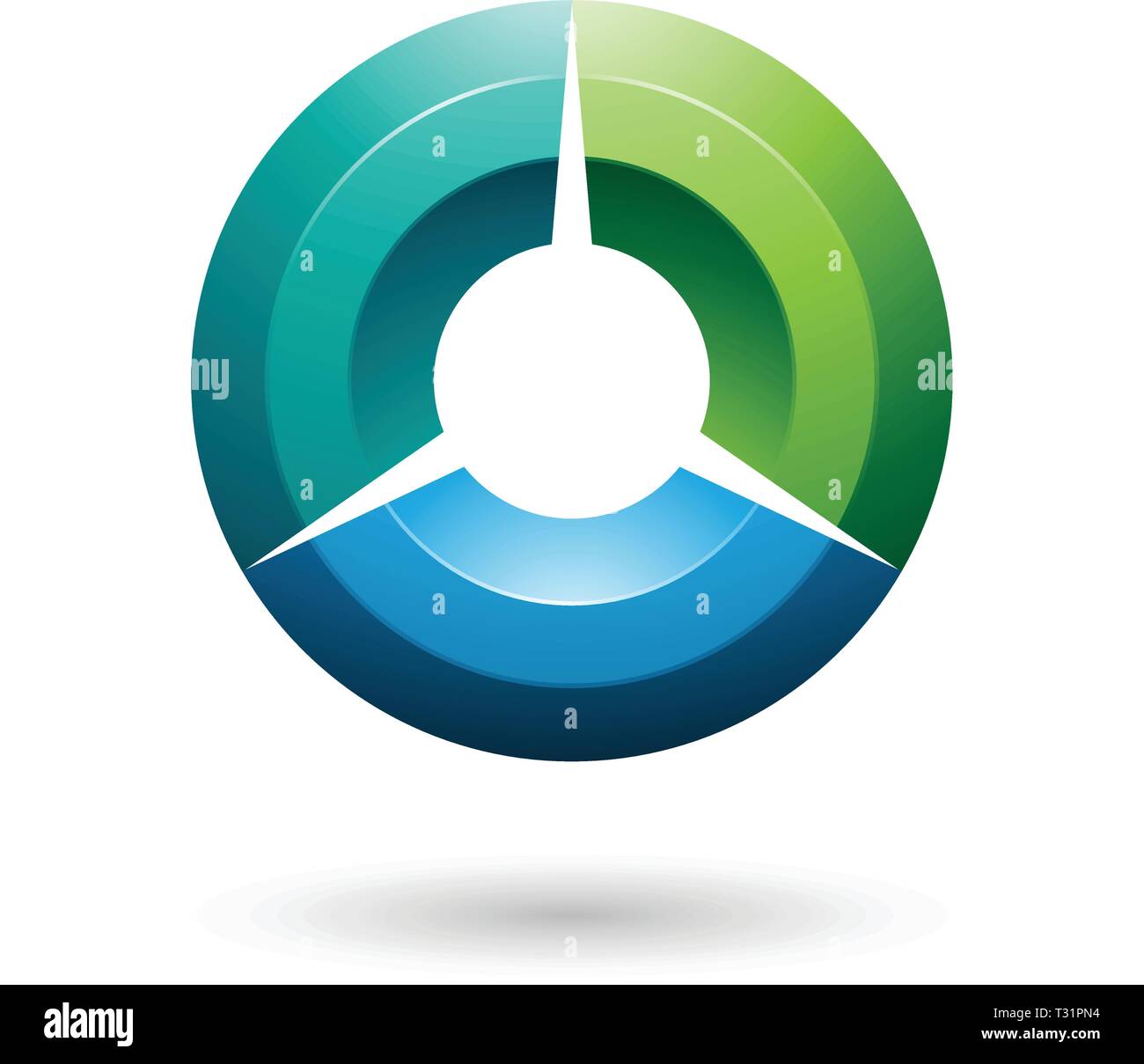 Vector Illustration of Green and Blue Glossy Shaded Circle isolated on ...