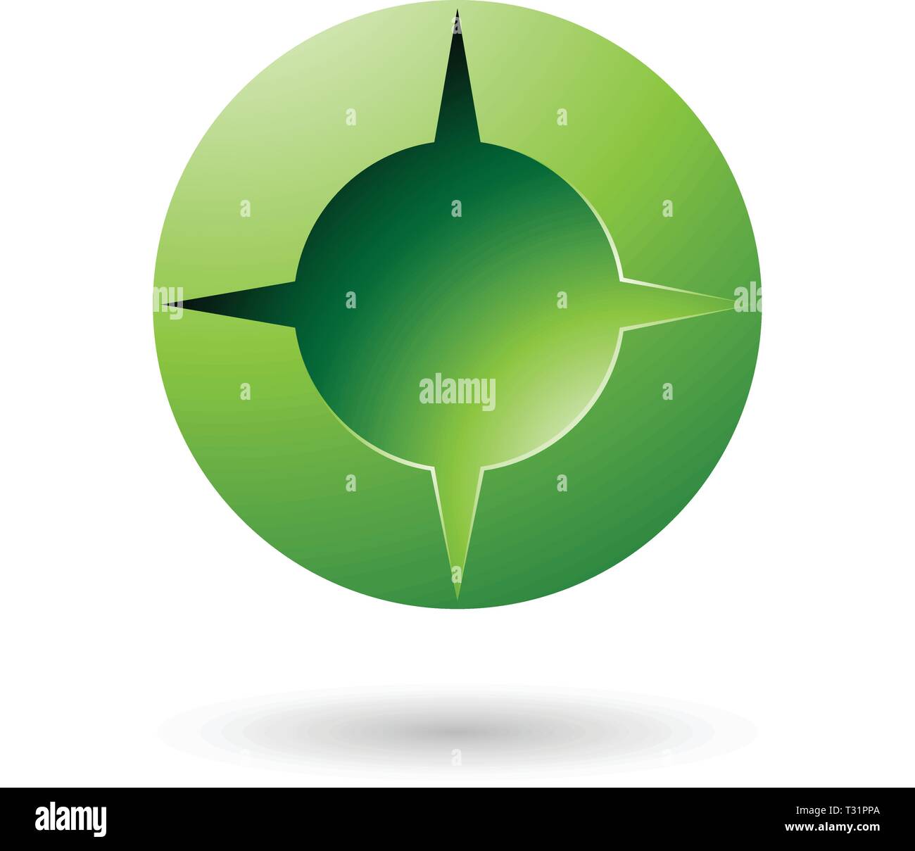 Vector Illustration of Green and Bold Shaded Round Icon isolated on a ...