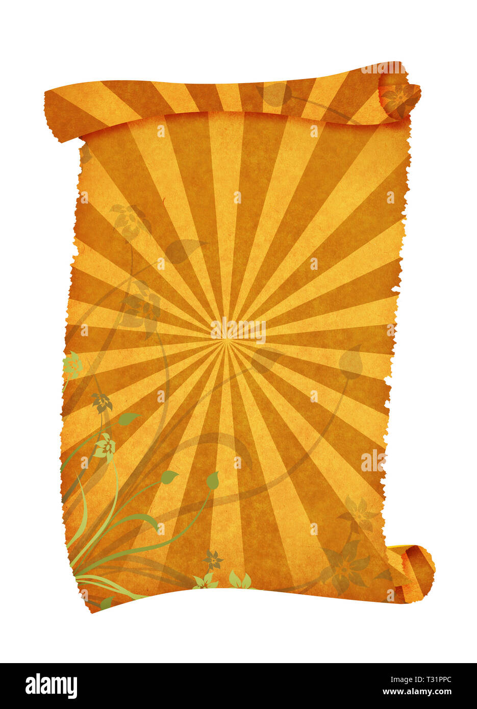 old scroll papyrus for your messages and designs with sunbeam and ...