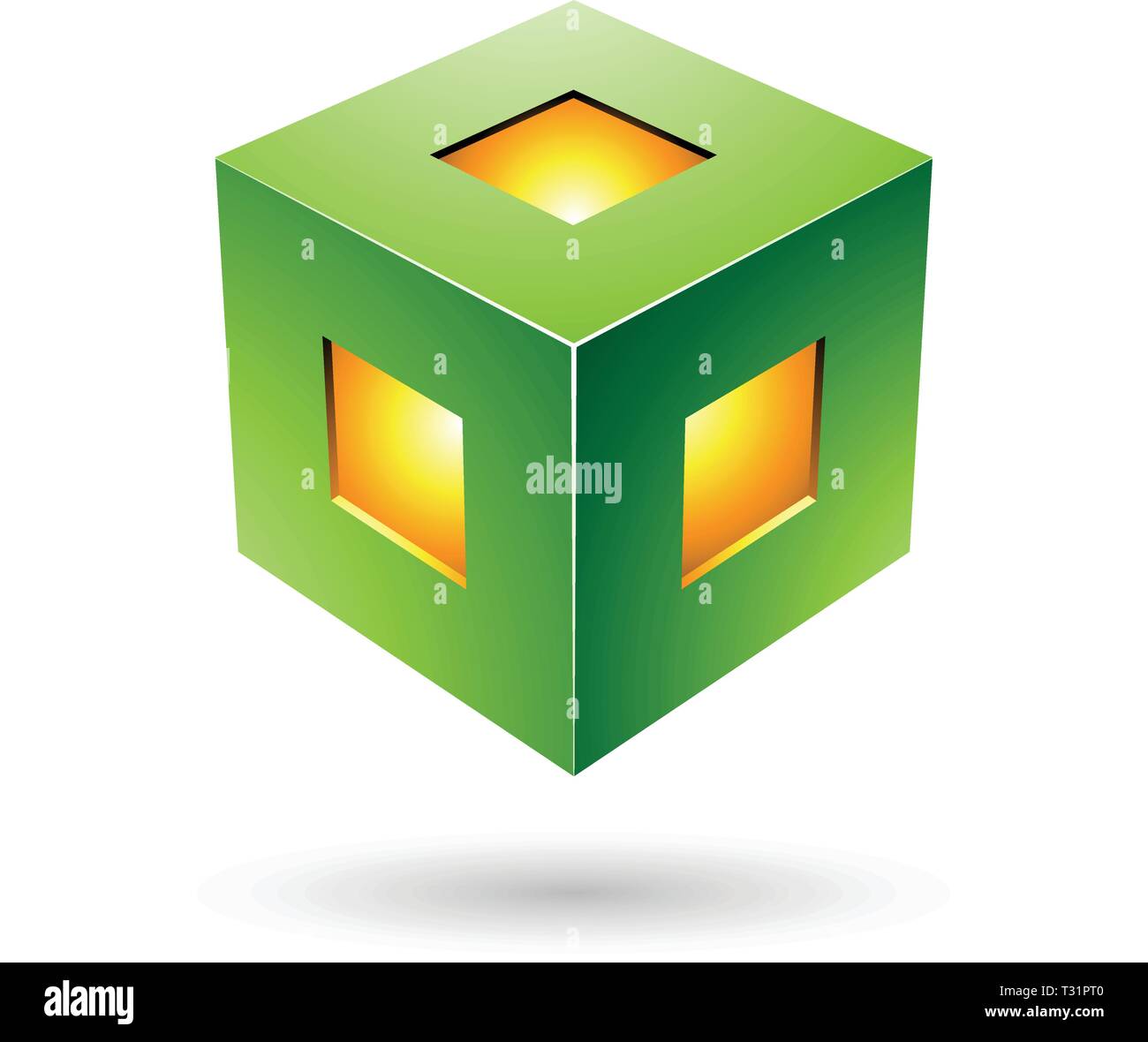 Vector Illustration of Green Bold Lantern Cube isolated on a white ...