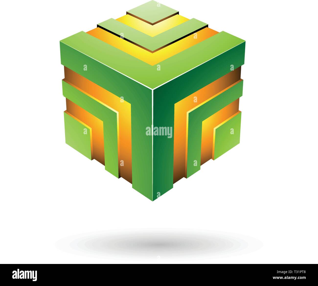 Vector Illustration of Green Bold Striped Cube isolated on a white ...