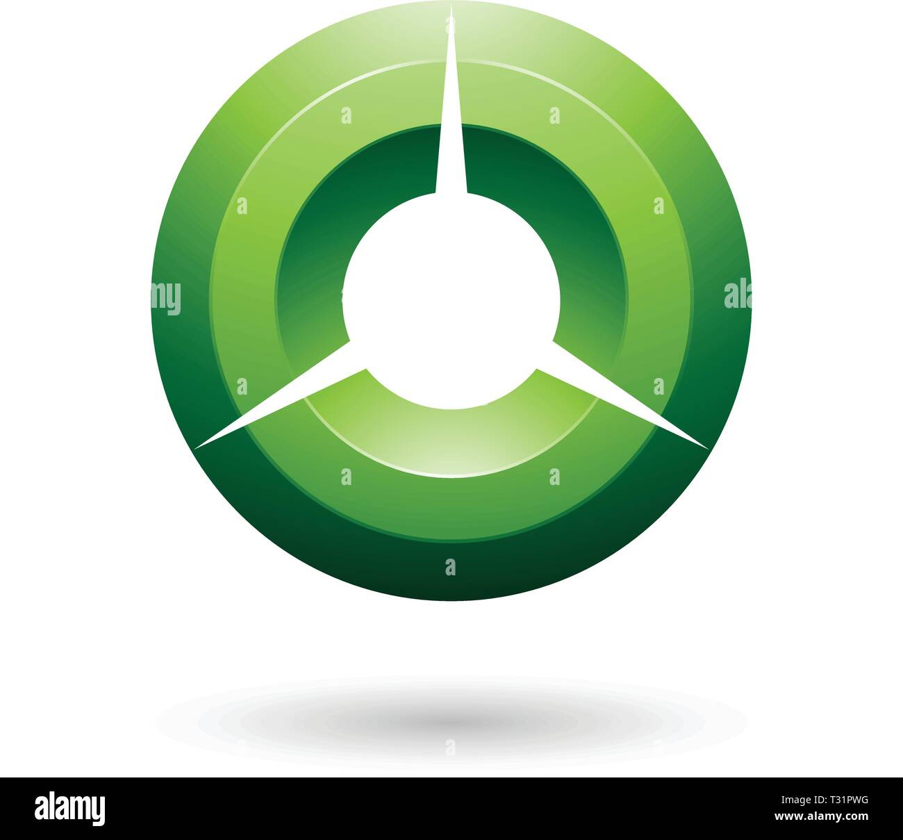 Vector Illustration of Green Glossy Shaded Circle isolated on a white ...