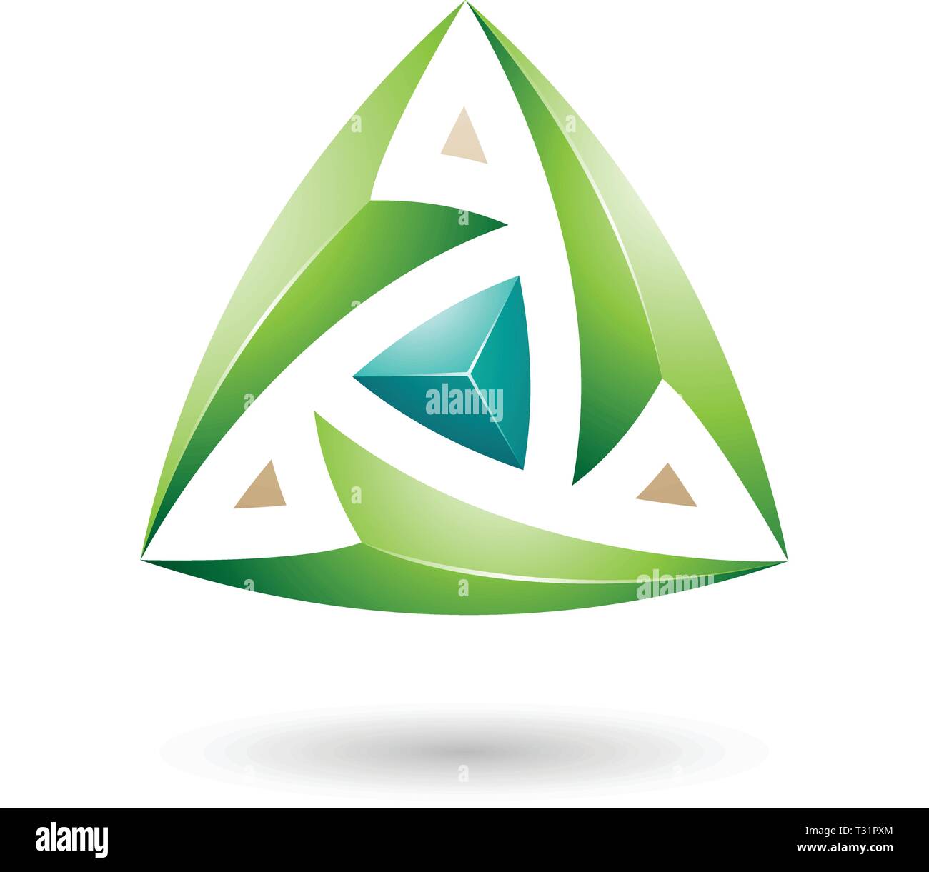 Vector Illustration of Green Triangle with Arrows isolated on a white ...