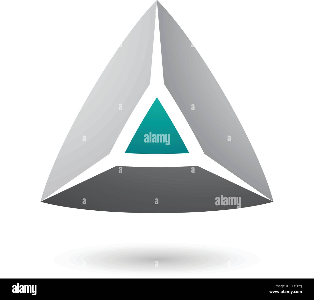 Vector Illustration of Grey and Green 3d Pyramidical Shape isolated on ...