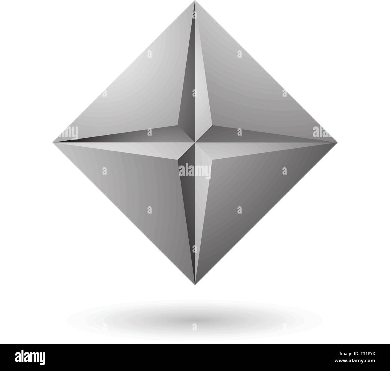 Vector Illustration of Grey Diamond Icon with a Star Shape isolated on ...