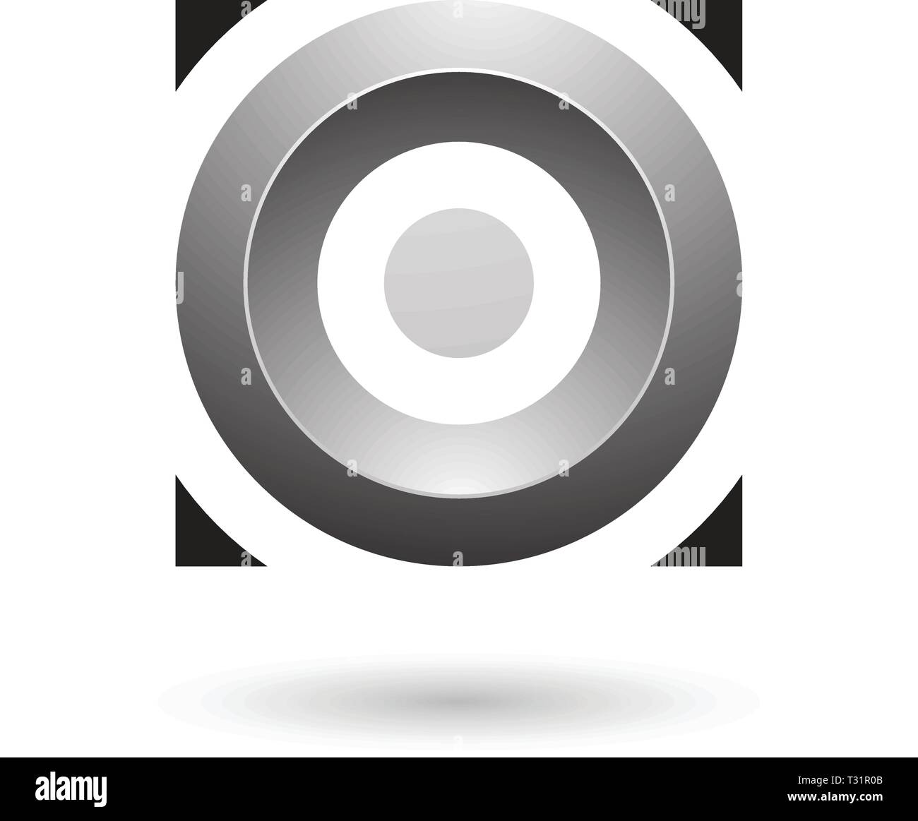 Vector Illustration of Grey Glossy Circle in a Square isolated on a ...