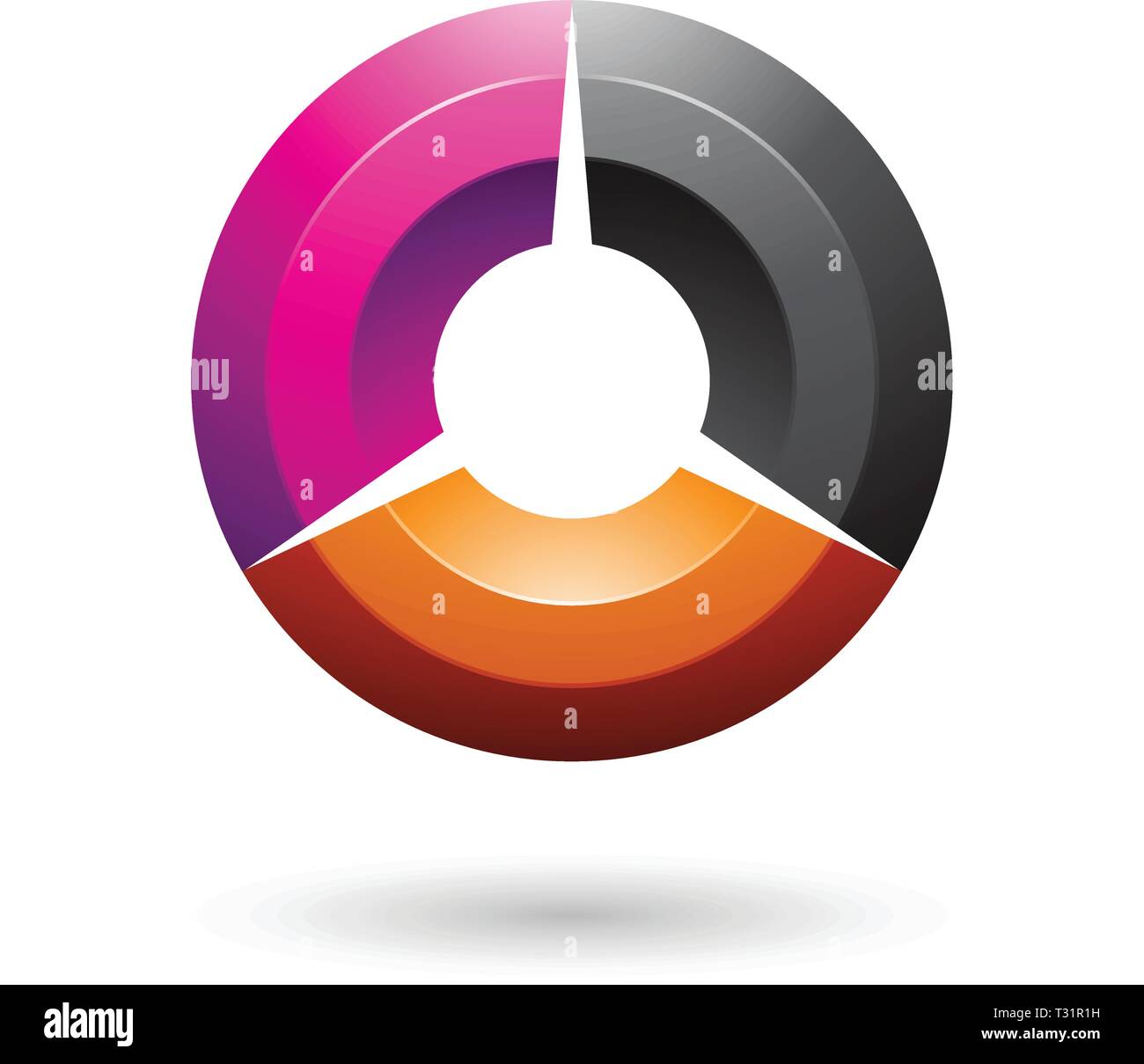 Vector Illustration of Magenta and Black Glossy Shaded Circle isolated ... Vector Illustration of Magenta and Black Glossy Shaded Circle isolated ...