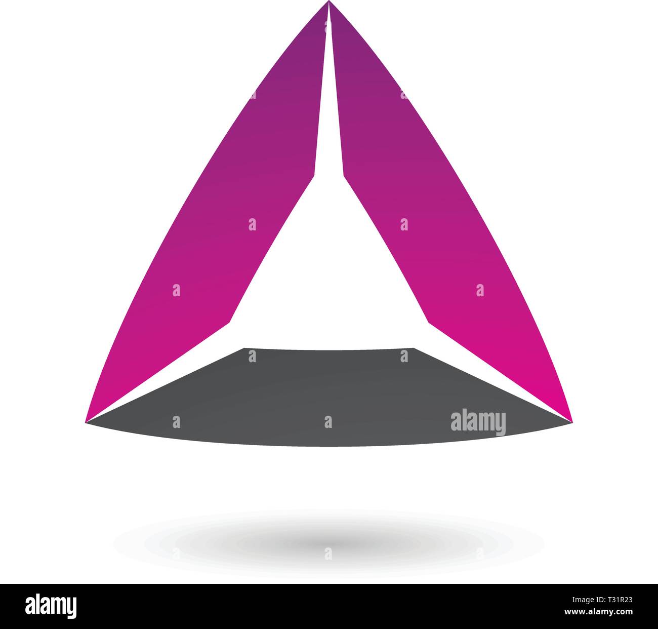 Vector Illustration of Magenta and Black Triangle with Bowed Edges ...