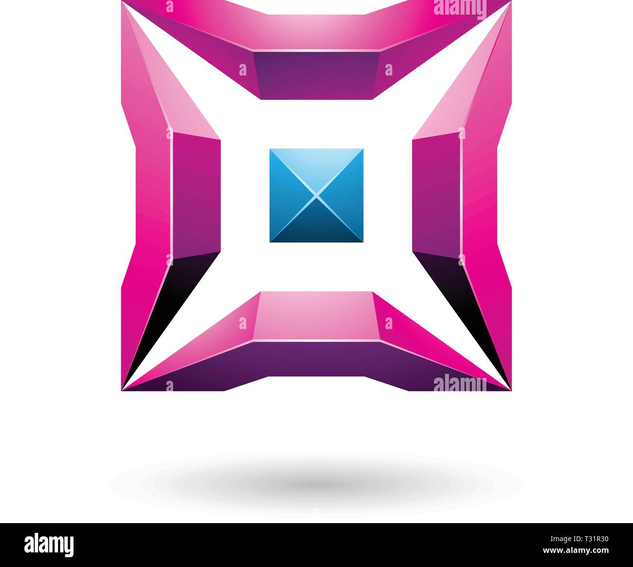 Vector Illustration of Magenta and Blue Square with 3d Glossy Pieces ...