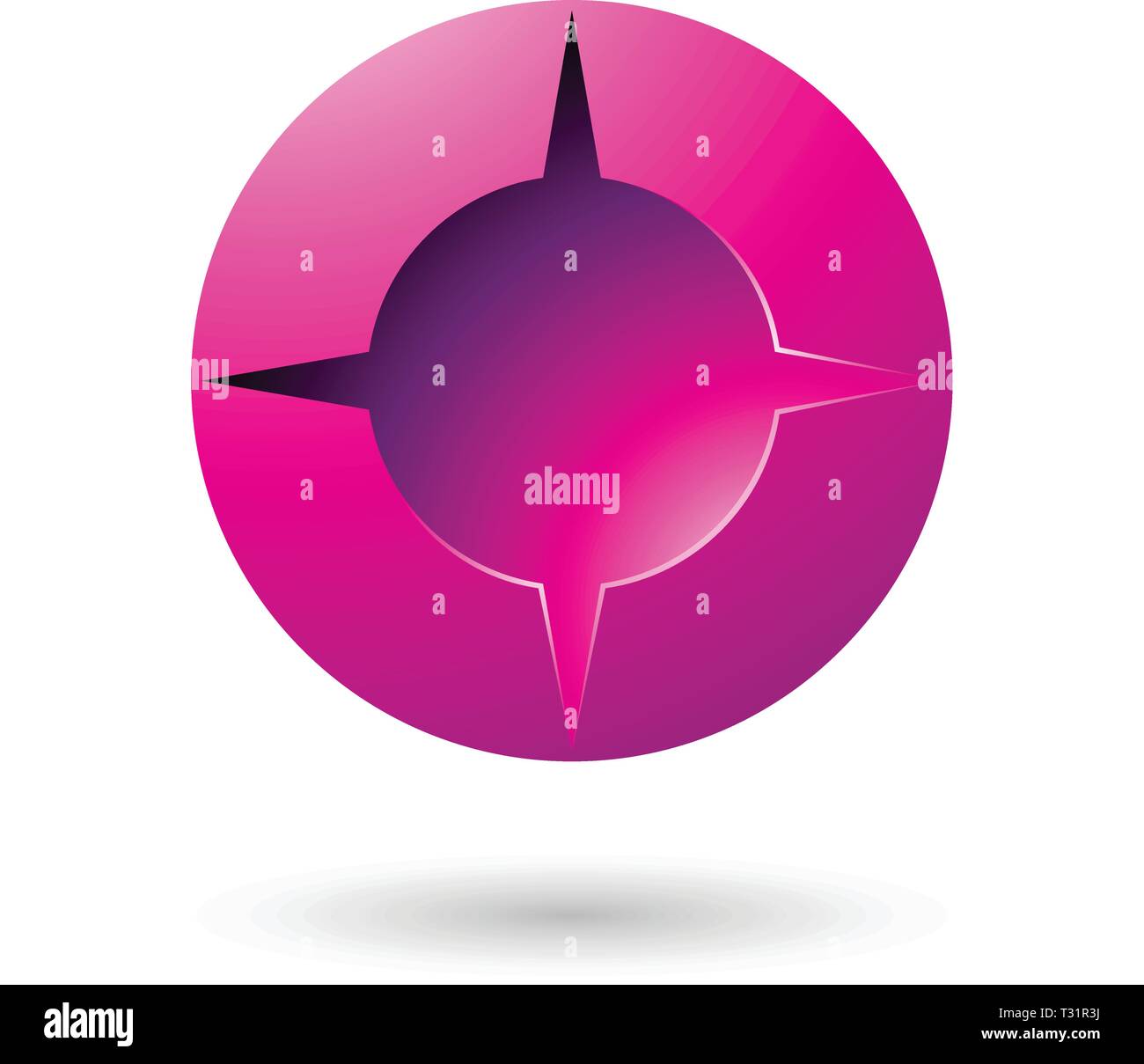Vector Illustration of Magenta and Bold Shaded Round Icon isolated on a ...