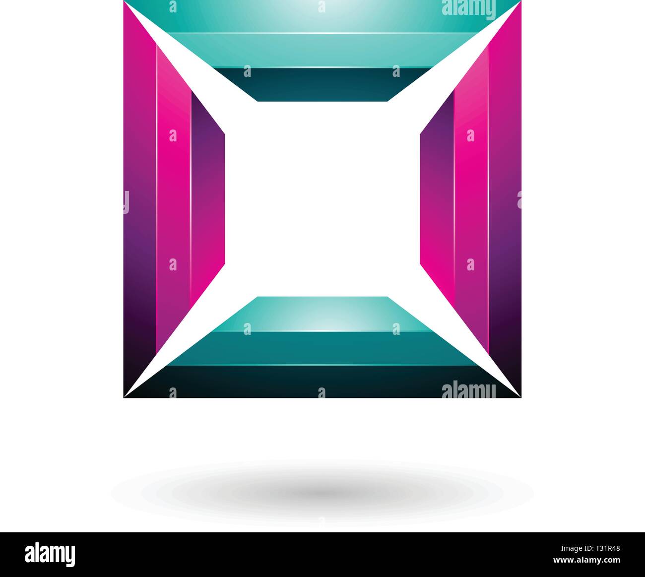 Vector Illustration of Magenta and Green Glossy Square Frame isolated ...