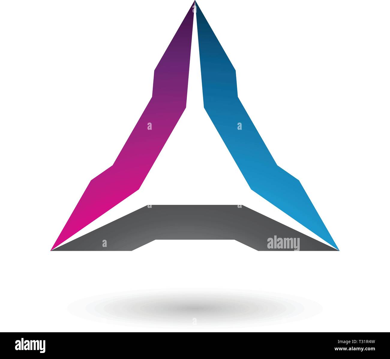 Vector Illustration of Magenta Blue and Black Spiked Triangle isolated ...