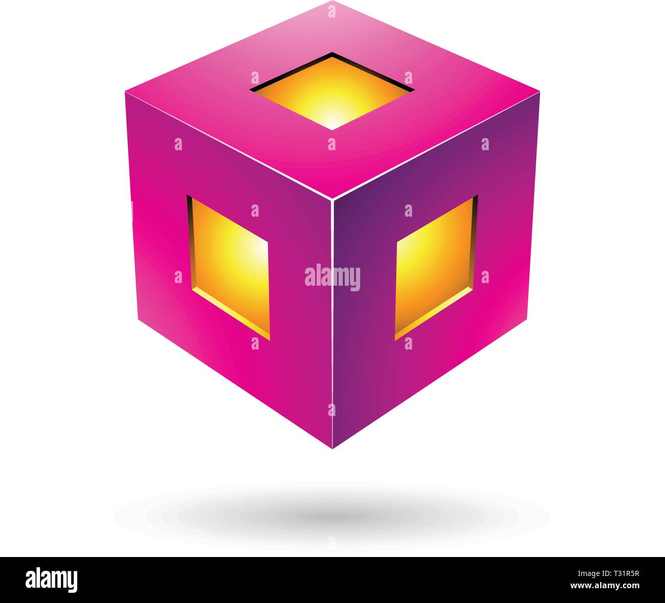 Vector Illustration of Magenta Bold Lantern Cube isolated on a white ...