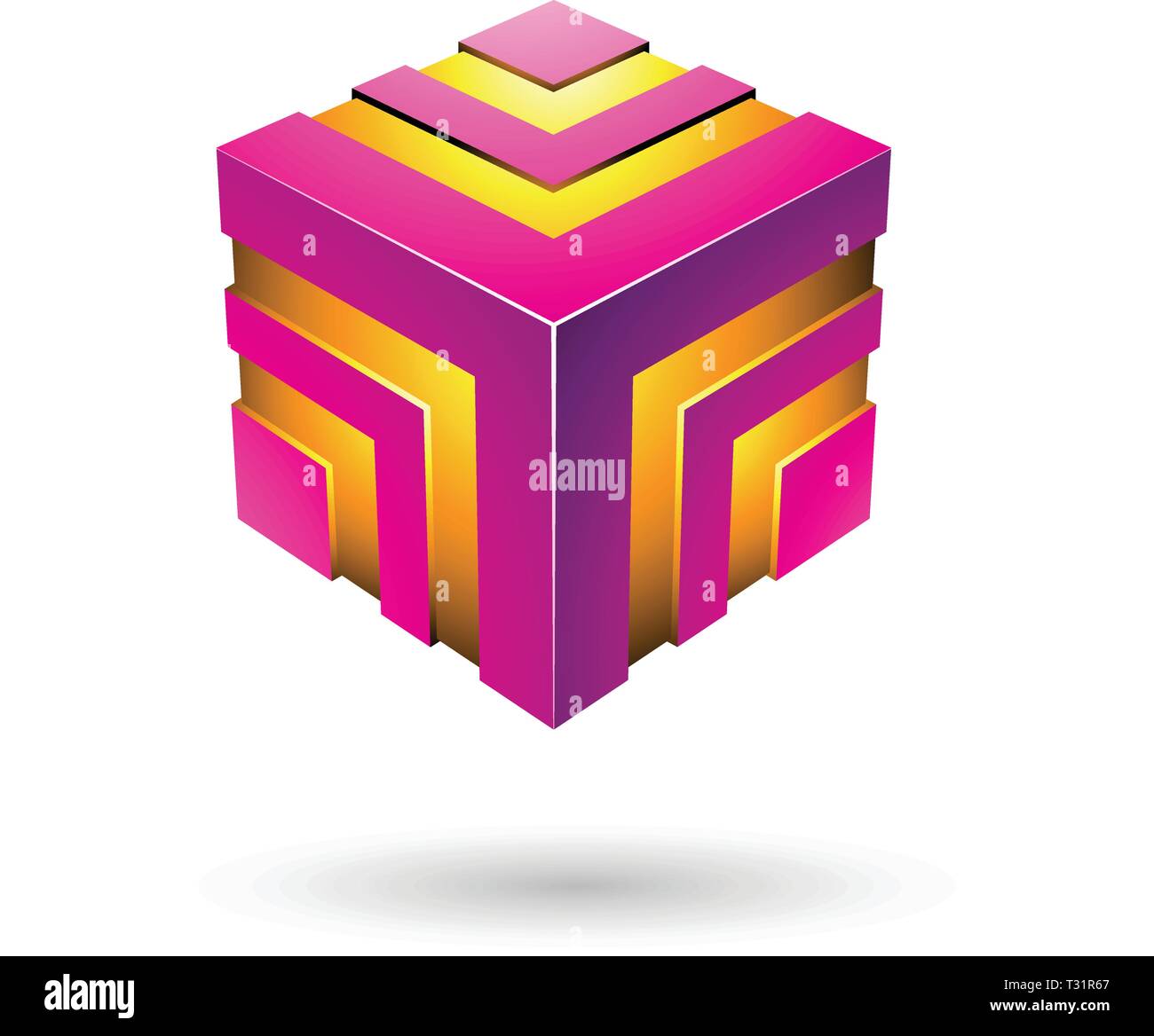 Vector Illustration of Magenta Bold Striped Cube isolated on a white ...