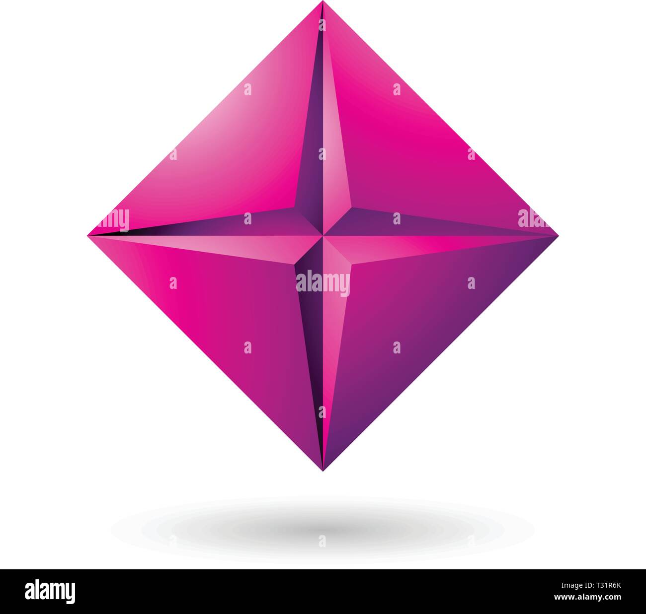 Vector Illustration of Magenta Diamond Icon with a Star Shape isolated ...