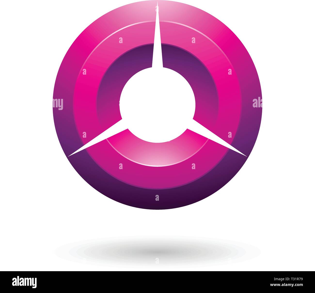 Vector Illustration of Magenta Glossy Shaded Circle isolated on a white ...