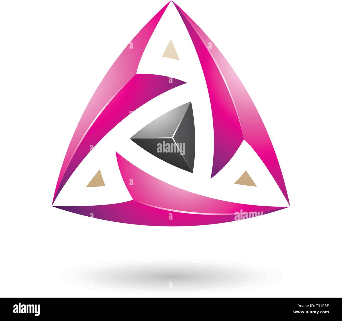 Vector Illustration of Magenta Triangle with Arrows isolated on a white ...