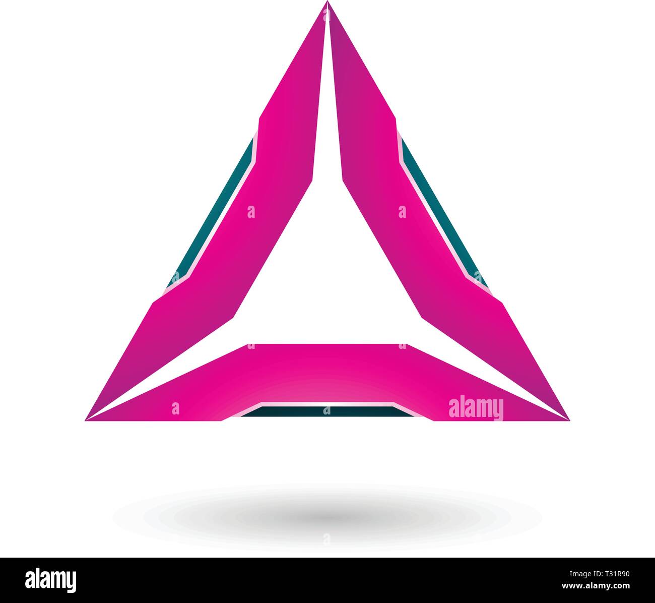 Vector Illustration of Magenta Triangle with Green Edges isolated on a ...