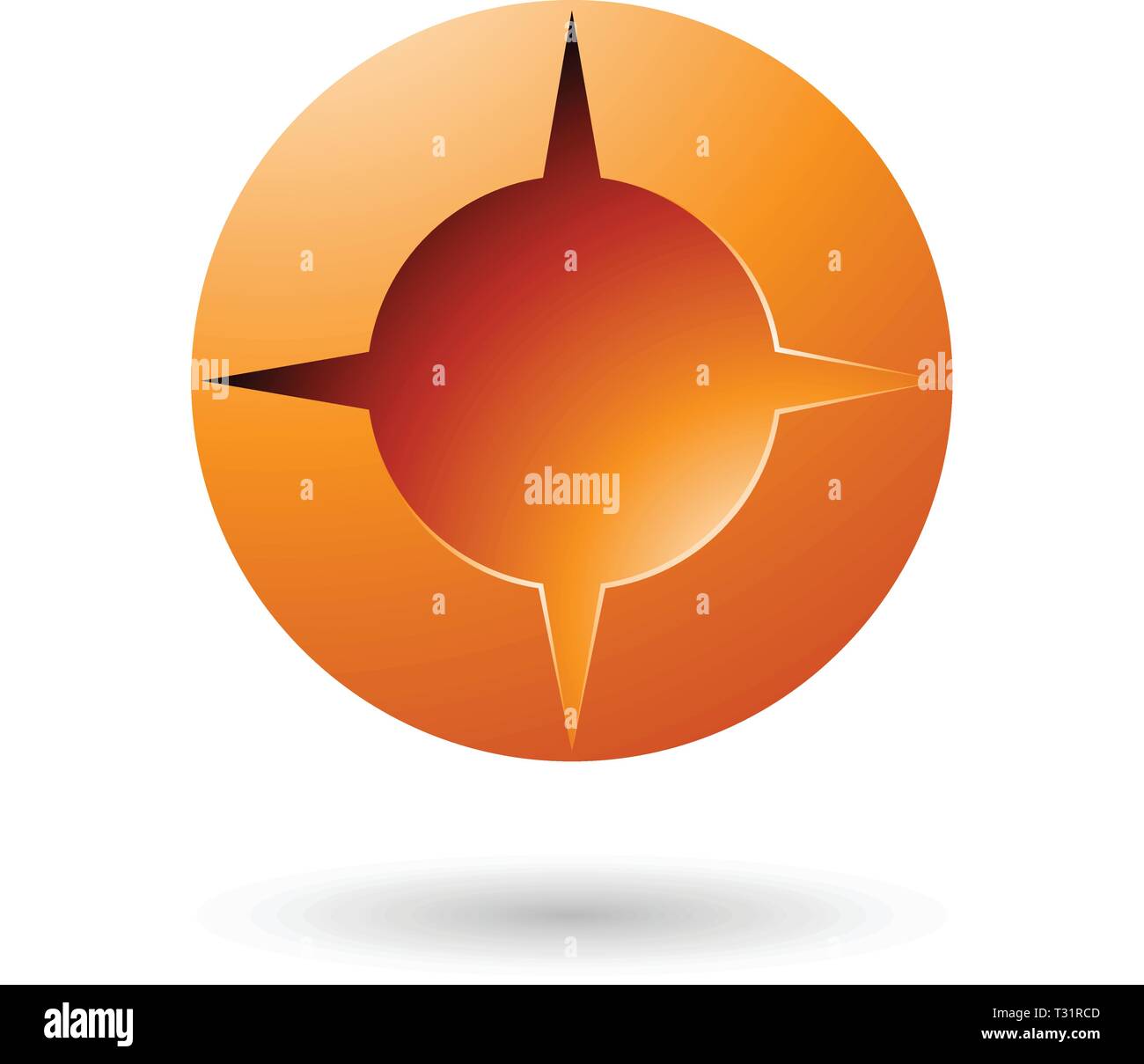 Vector Illustration of Orange and Bold Shaded Round Icon isolated on a ...