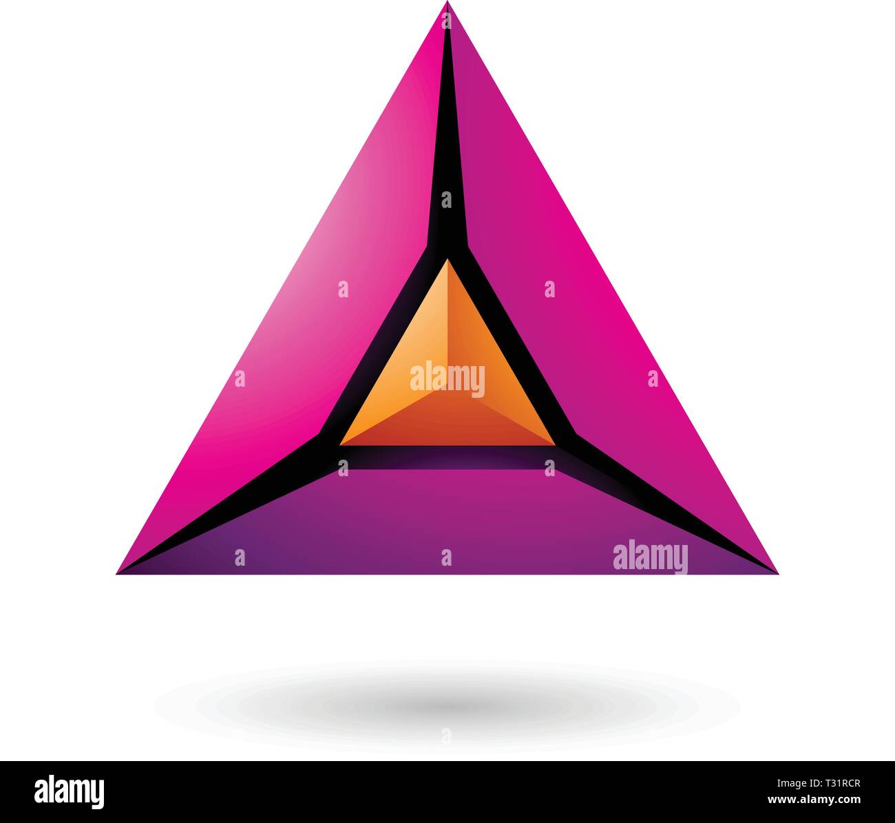 Vector Illustration of Orange and Magenta 3d Pyramid Icon isolated on a ...