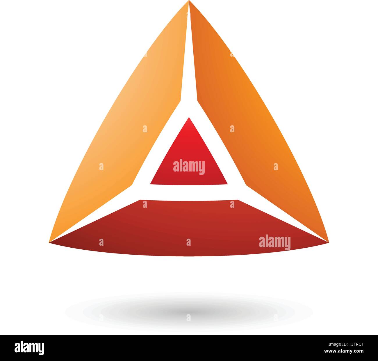 Vector Illustration of Orange and Red 3d Pyramidical Shape isolated on ...