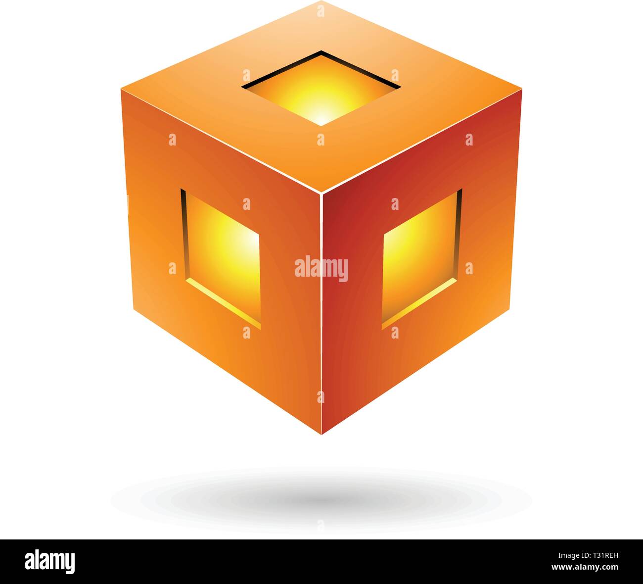 Vector Illustration of Orange Bold Lantern Cube isolated on a white ...