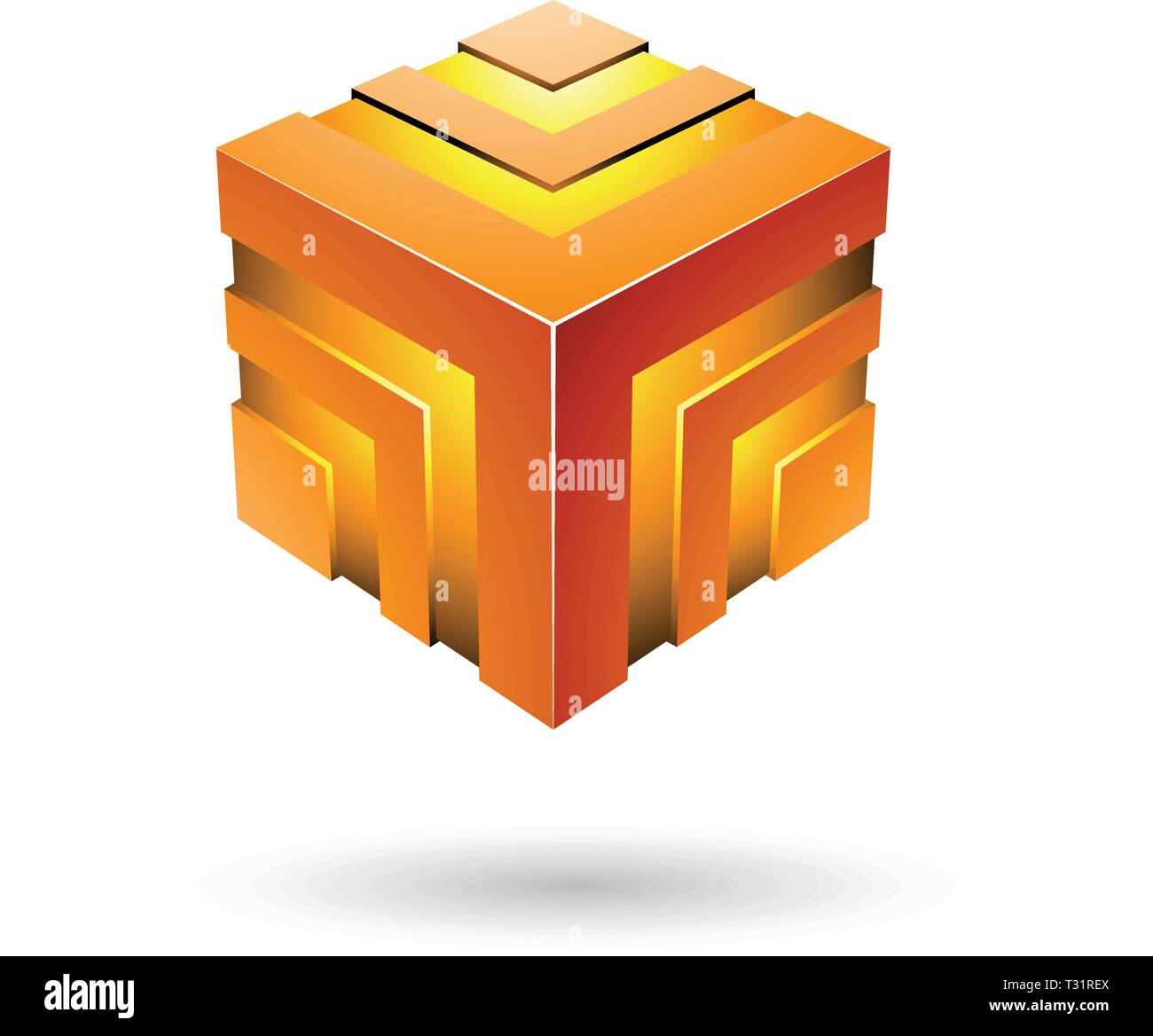 Vector Illustration of Orange Bold Striped Cube isolated on a white ...