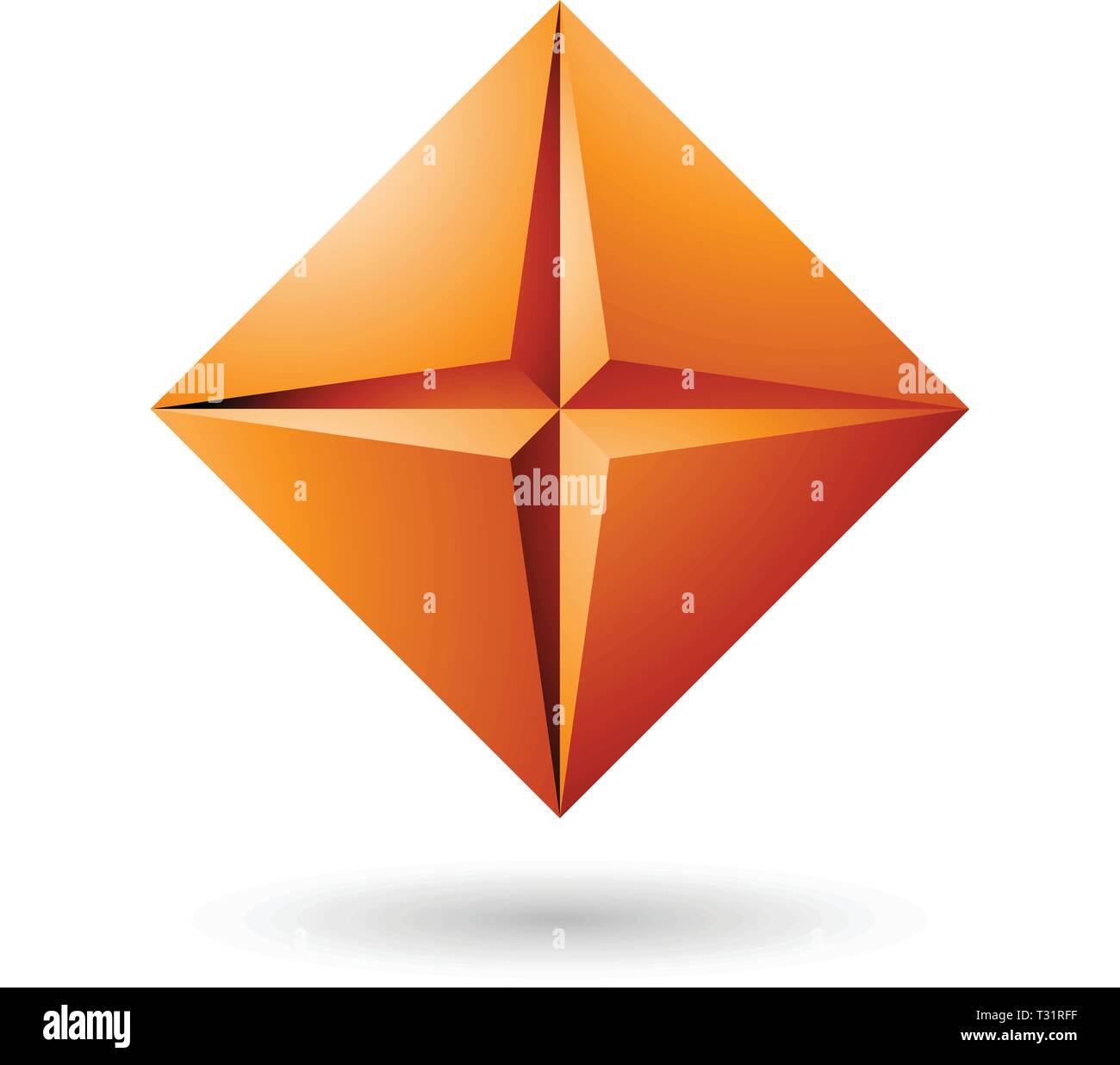 Vector Illustration of Orange Diamond Icon with a Star Shape isolated ...
