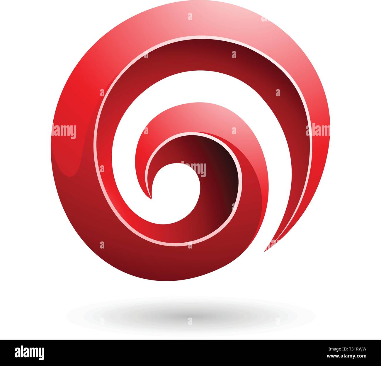 Vector Illustration of Red 3d Glossy Swirl Shape isolated on a white ...
