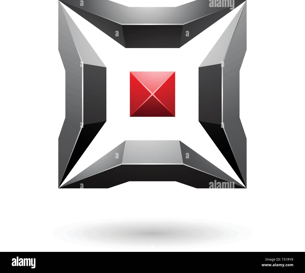 Vector Illustration of Red and Black Square with 3d Glossy Pieces ...