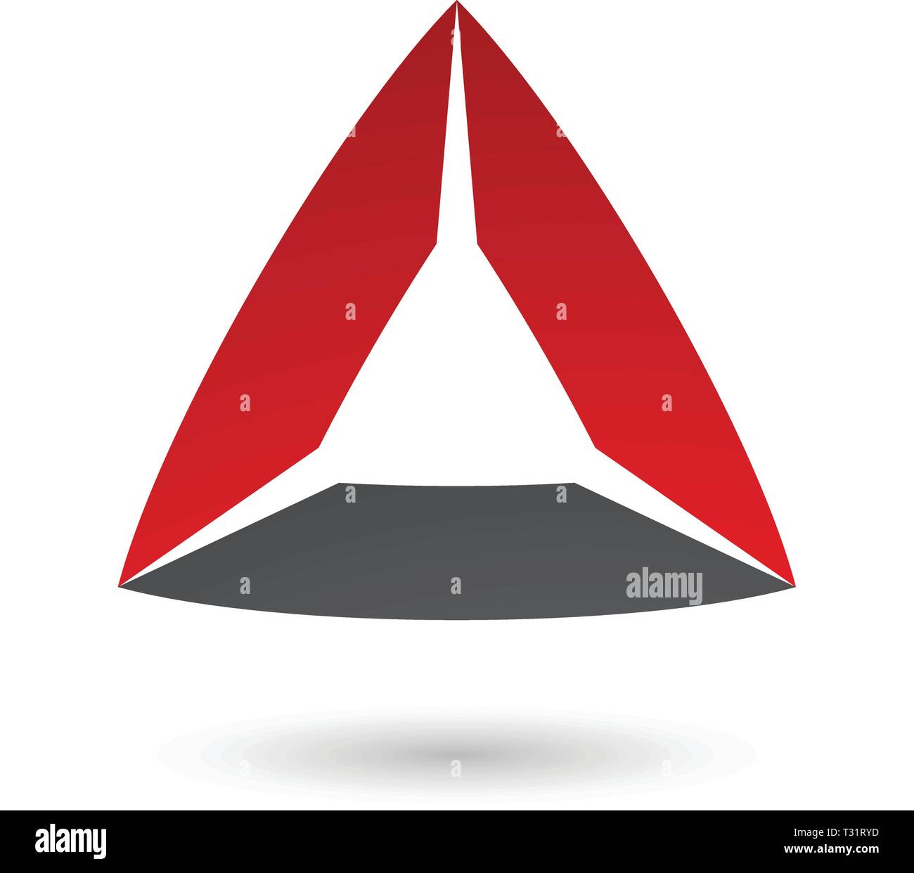 Vector Illustration of Red and Black Triangle with Bowed Edges isolated ...