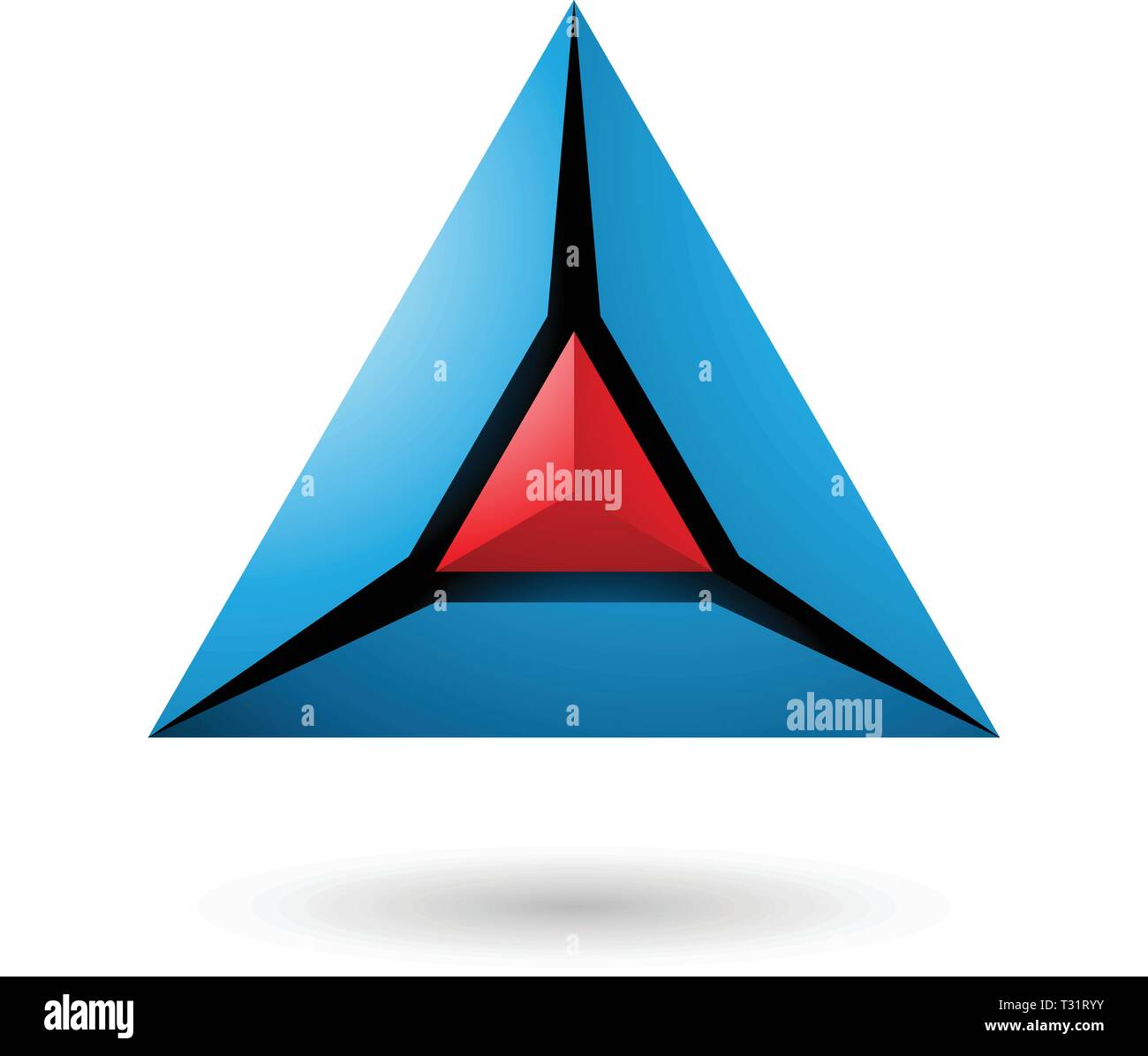 Vector Illustration of Red and Blue 3d Pyramid Icon isolated on a white ...