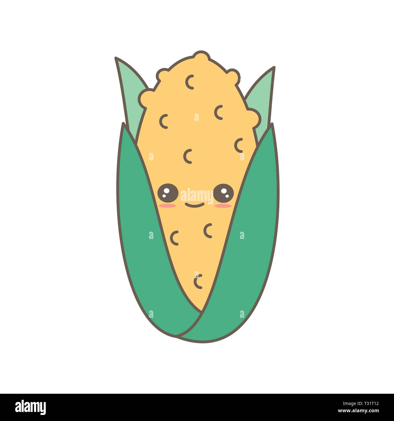 cute cartoon sweet corn character vector illustration isolated on white ...